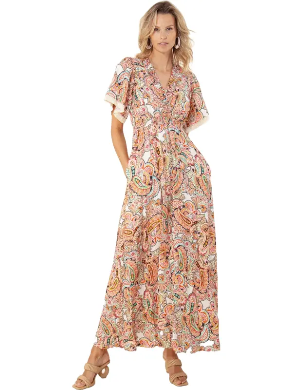 Hale Bob Rhona Linen Maxi Dress - Neutral