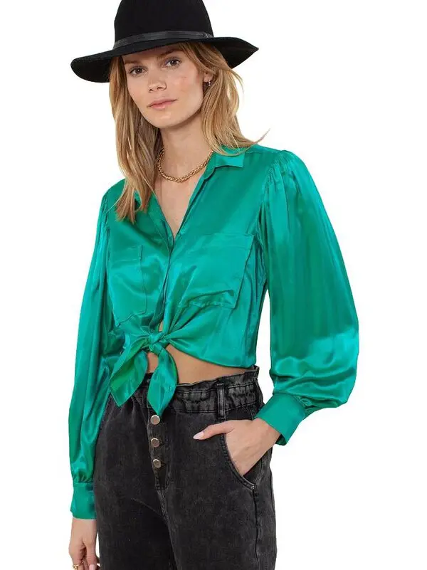 Hale Bob Yamei Silk Top - Green