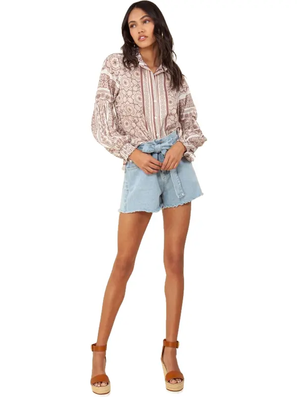 Hale Bob Trinia Voile Button-up Top - Brown / Neutral