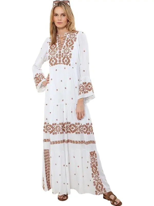 Hale Bob Marja Embroidered Maxi Dress - Neutral