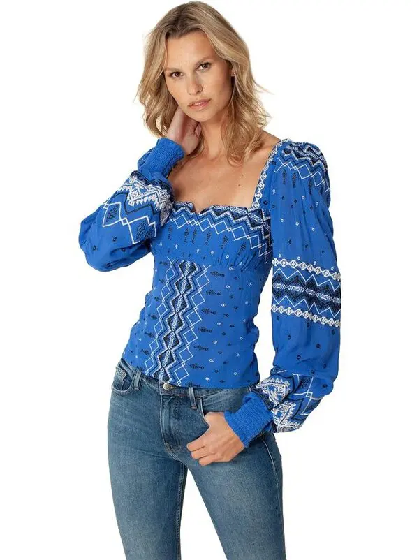 Hale Bob Hassina Embroidered Top - Blue