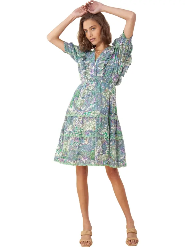 Hale Bob Eola Eyelet Trim Voile Dress - Neutral