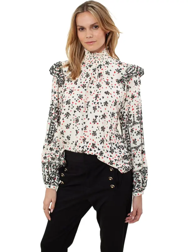 Hale Bob Yamina Embroidered Top - Neutral
