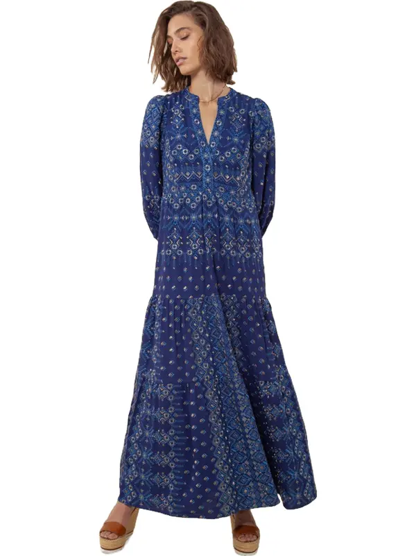 Hale Bob Clary Embroidered Maxi Dress - Black