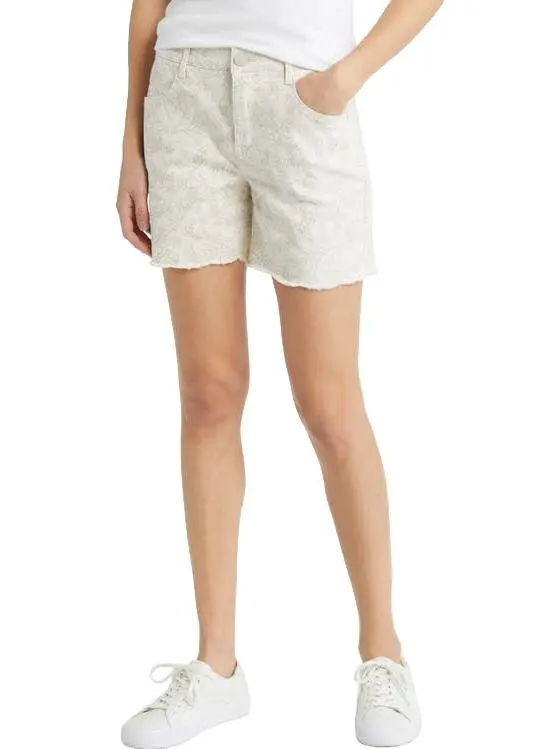 Wit & Wisdom Ab'solution Floral High Waist Shorts - Pistachio/ecru