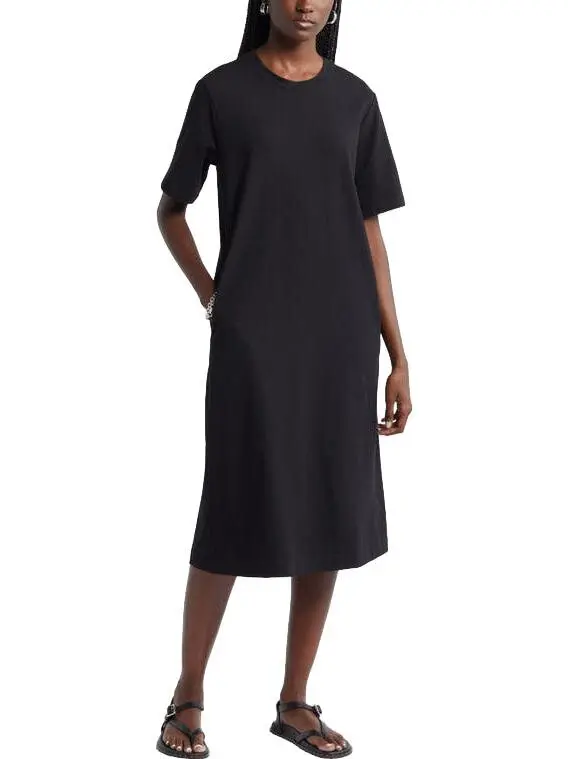 Nordstrom Stretch Cotton Midi T-shirt Dress - Black