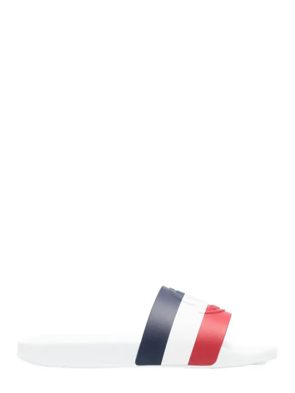 Moncler Striped Logo Slides - White