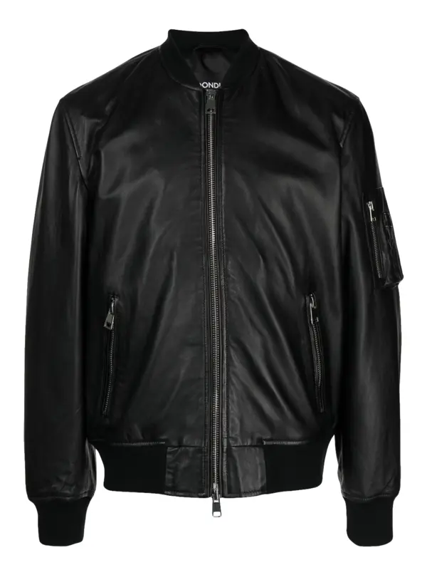 DONDUP Leather Bomber Jacket - Black