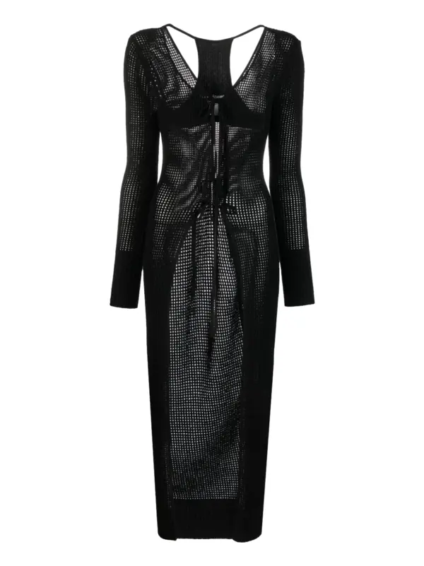 ANDREĀDAMO Semi-sheer Knitted Cardigan - Black
