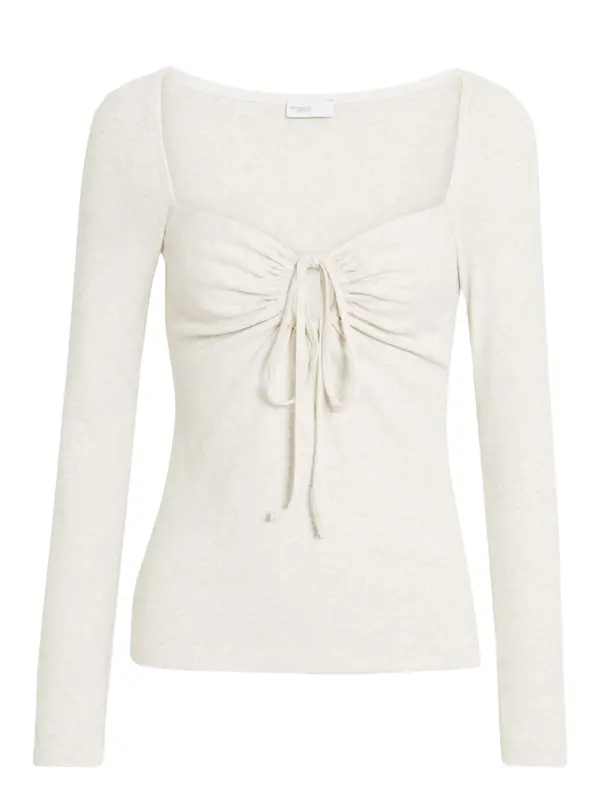 Rosetta Getty Ruched Cutout Top - Light Gray