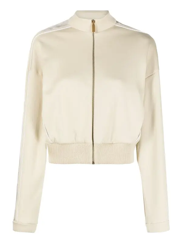 Off-White Cropped Track Jacket - Neutrals