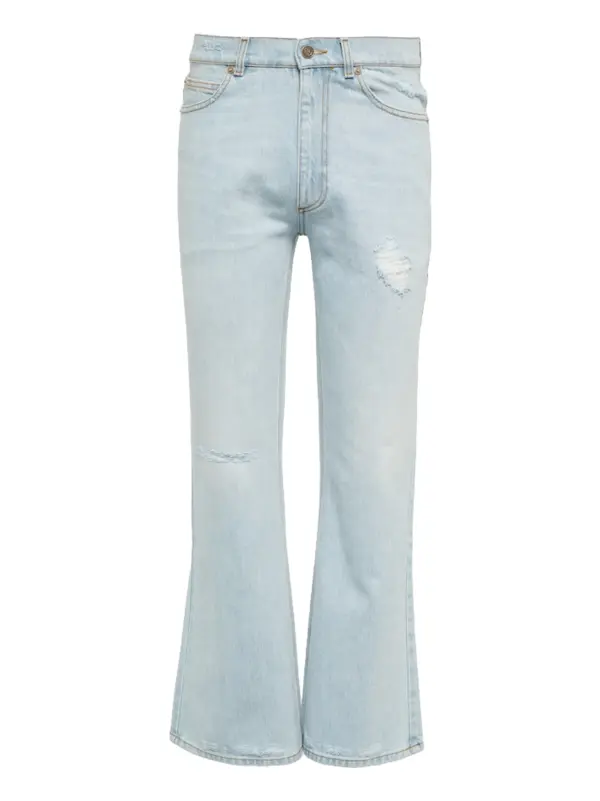 ERL Distressed Mid-rise Flared Jeans - Blue