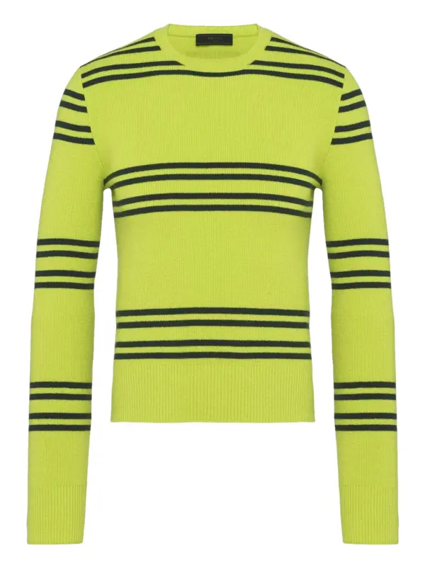 Prada Striped Lambswool Jumper - Green