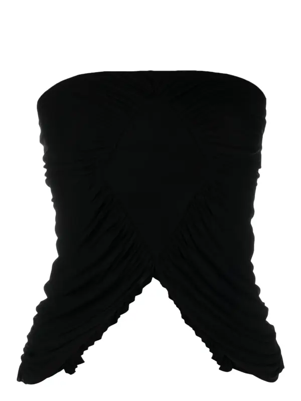 Saint Laurent Ruched Strapless Top - Black