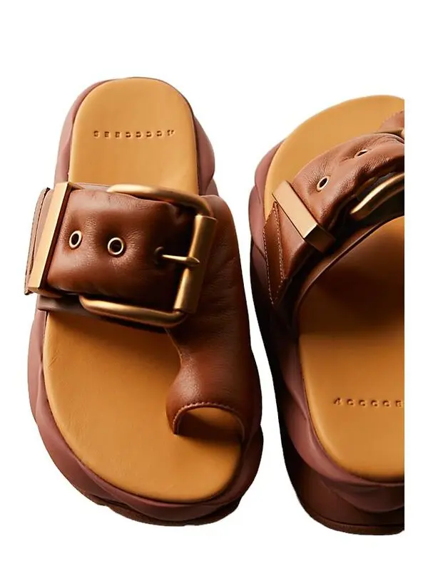 4CCCCEES Buckle Platform Sandals - Oak