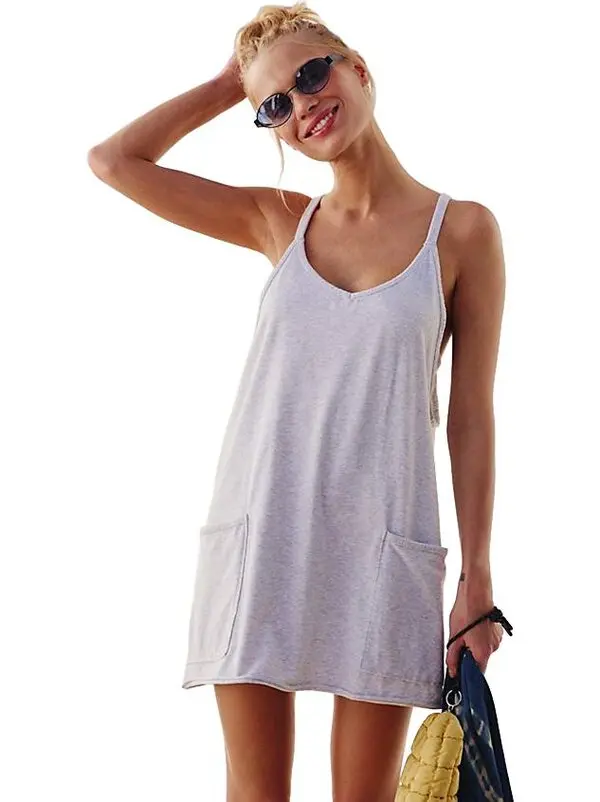 Free People Hot Shot Mini Dress - Light Heather Grey