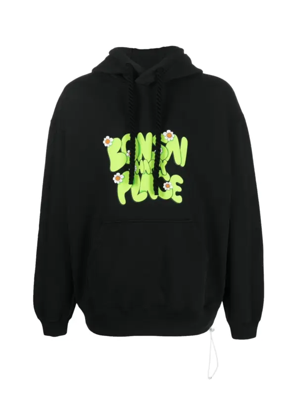 BONSAI Logo-print Cotton Hoodie - Black
