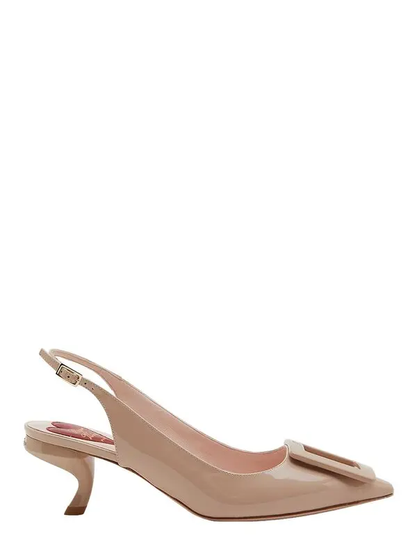 ROGER VIVIER Virgule Patent Leather Pumps - Beige