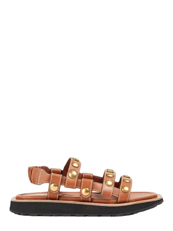 Zimmermann Studded Leather Slingback Sandals - Tan