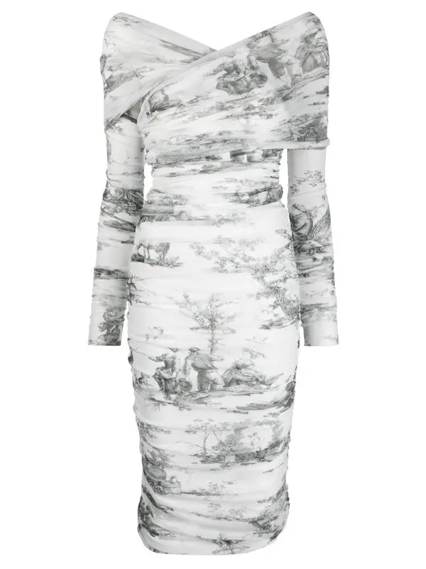 Philosophy Di Lorenzo Serafini Side Gathered-detail Midi Dress - White