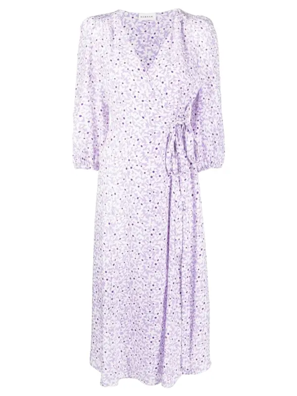 P.a.r.o.s.h Floral-print Wrap Midi Dress - White