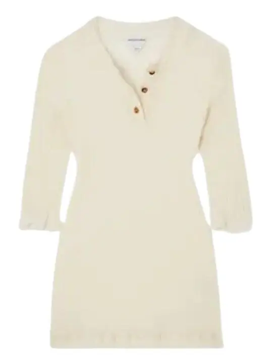 Bottega Veneta Ribbed Cotton-blend Henley Top - Cream
