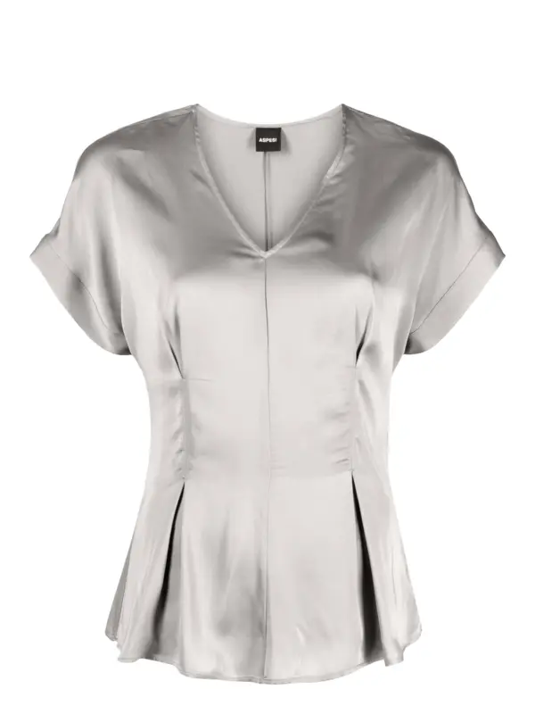 Aspesi Satin-finish Flared Blouse - Grey