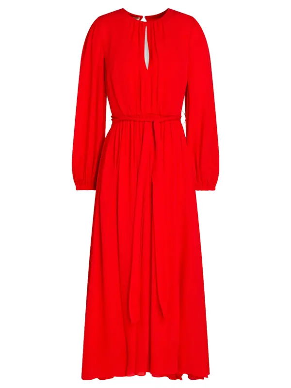 Elie Saab Gathered Silk Crepe De Chine Midi Dress - Red