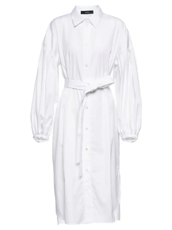 JOSEPH Cotton Poplin Midi Shirt Dress - White