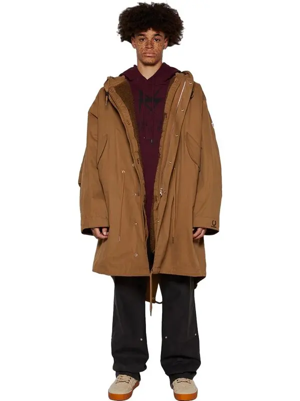 Fred Perry X Raf Simons Printed Cotton Parka - Almond