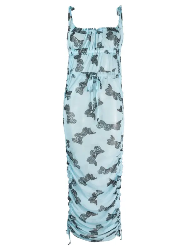 CHARLES JEFFREY LOVERBOY Graphic-print Mesh Dress - Blue