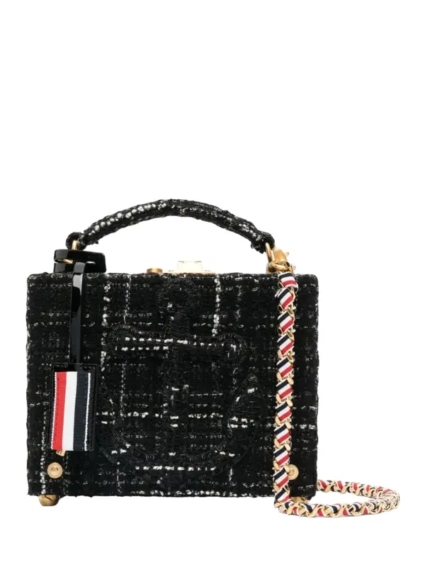 Thom Browne Mini Tweed Chain Tote - Black