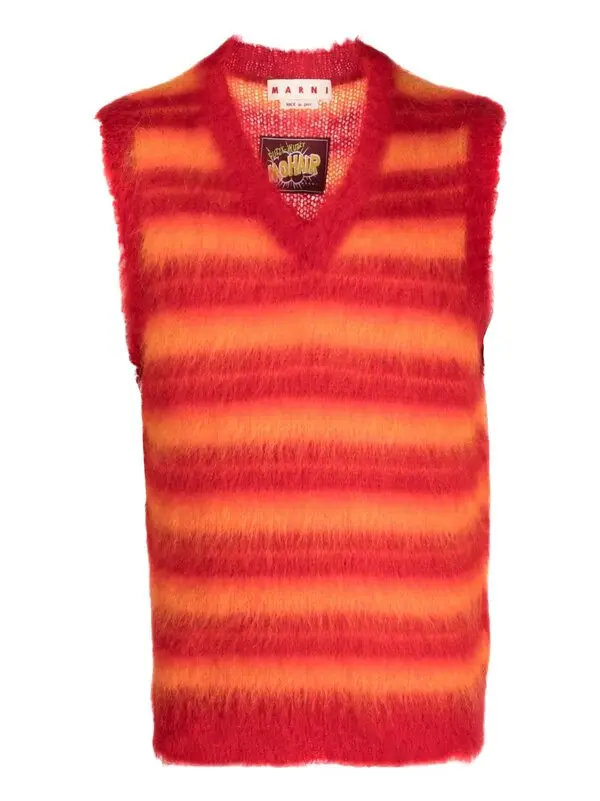 Marni Brushed-mohair Striped Vest - Red