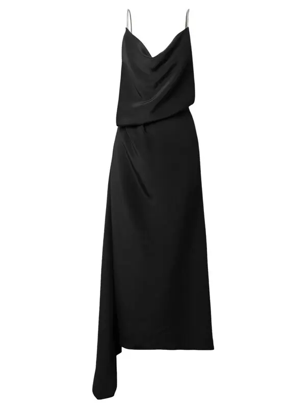 Gucci Open-back Asymmetric Maxi Dress - Black