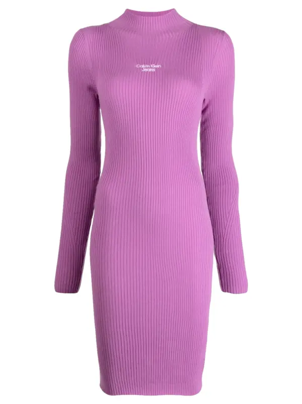 Calvin Klein Logo Bodycon Dress - Purple