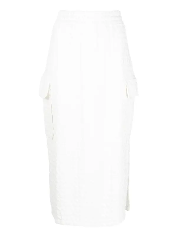 Sunnei Embossed Logo-print Midi Skirt - White