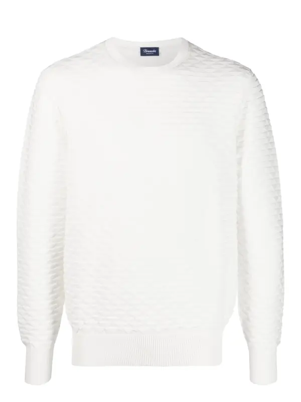 DRUMOHR Diamond-pattern Cotton Jumper - Neutrals