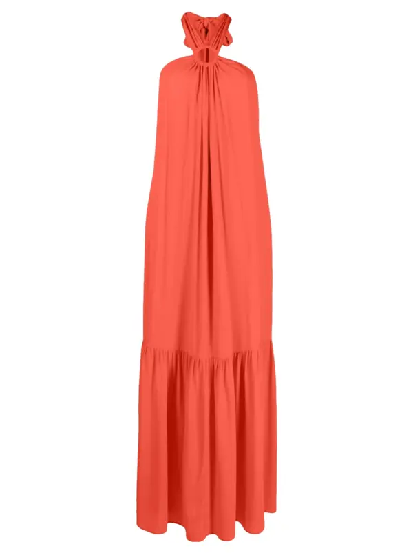 Erika Cavallini Pleat-detail Halterneck Maxi Dress - Red