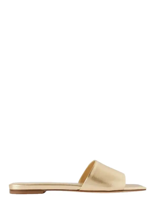 AeydĒ Anna Metallic Leather Slides - Gold