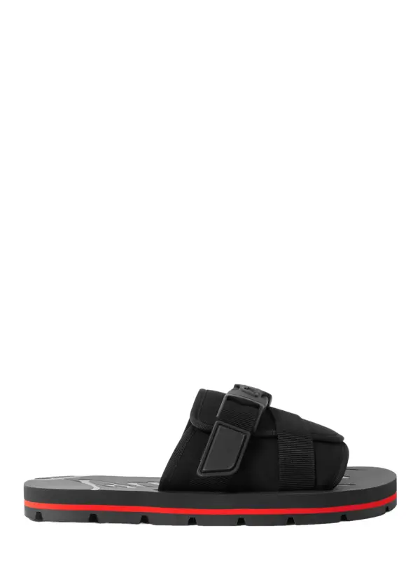 CHRISTIAN LOUBOUTIN Siwa Buckled Neoprene Slides - Black