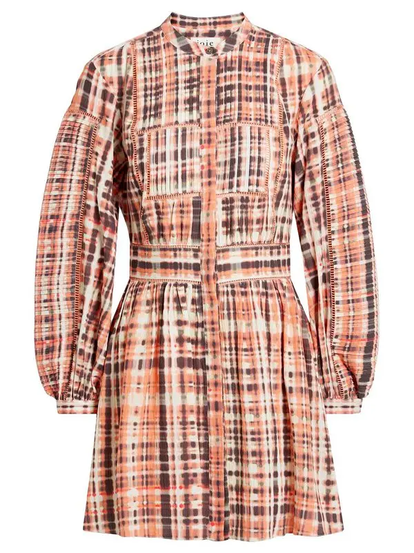 Joie Charmese Pintucked Cotton-gauze Mini Shirt Dress - Peach