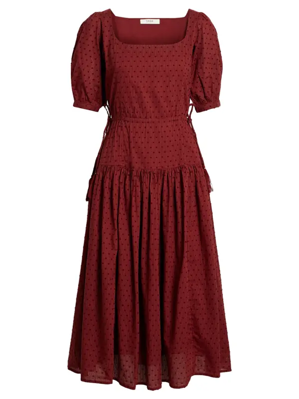 Joie Nashua Striped Cotton-jacquard Midi Dress - Brick