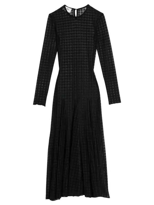 Ami Checked Midi Dress - Black