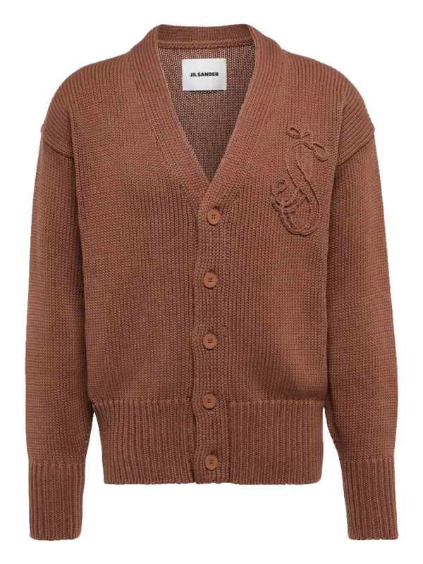 JIL SANDER Embroidered Knitted Cardigan - Brown