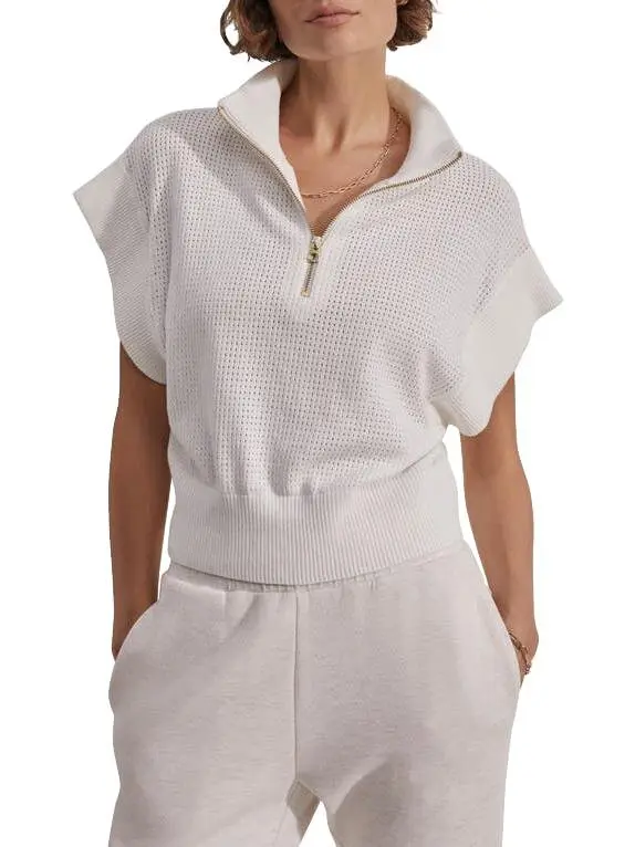 Varley Fulton Half-zip Crop Pullover - Snow White