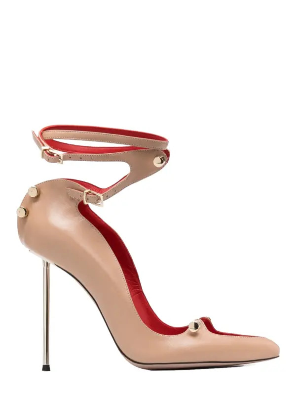 HARDOT 120mm Ankle-strap Leather Pumps - Neutrals