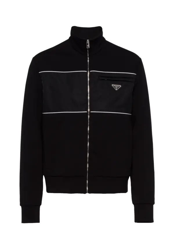 Prada Sweatshirt With Re-nylon Details - Black/white