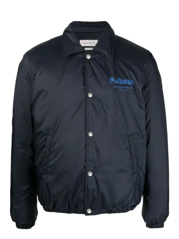 Alexander McQueen Logo-print Bomber Jacket - Blue