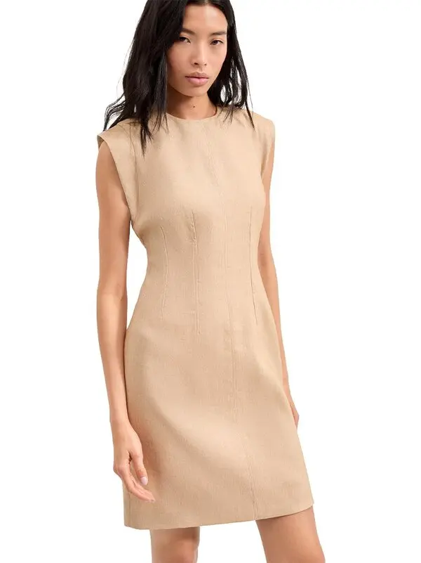 Veronica Beard Rosedale Linen Mini Dress - Khaki Melange