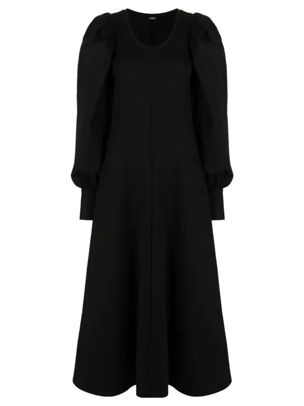 Goen.j Flared Puff-sleeve Ankle-length Dress - Black